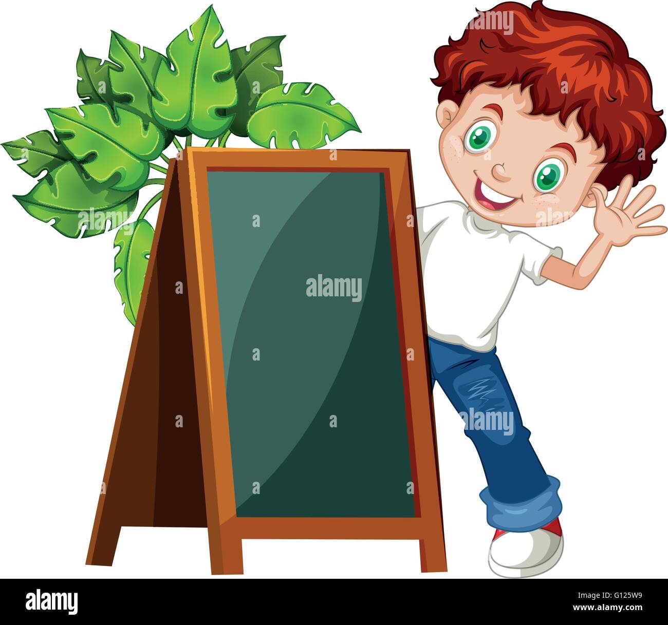 Little boy behind the chalkboard illustration Stock Vector Image & Art ...