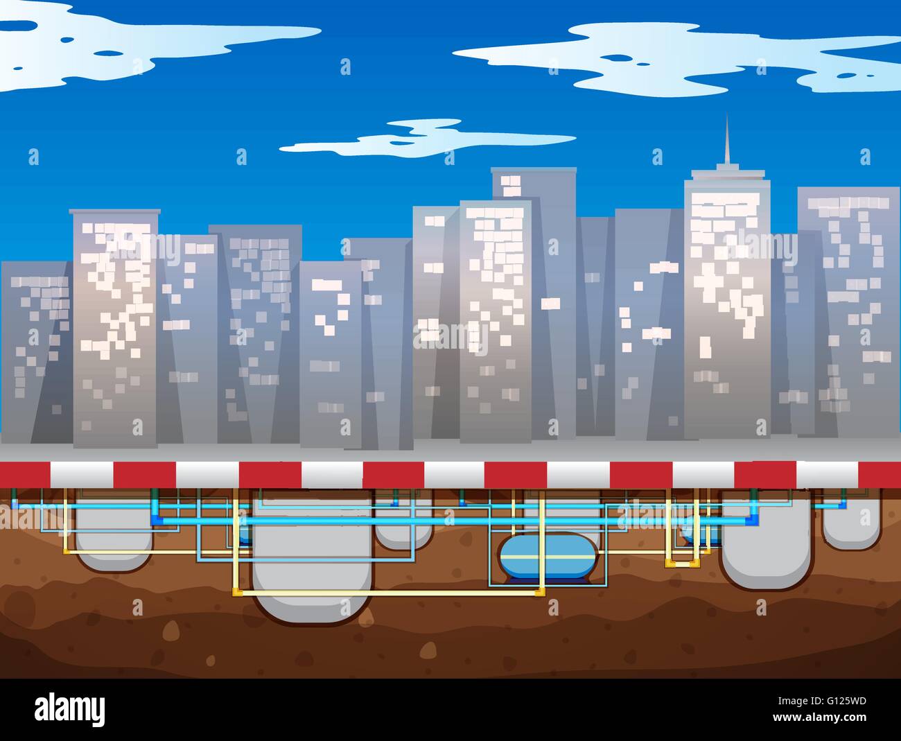 Water pipe underground of the city illustration Stock Vector Image ...