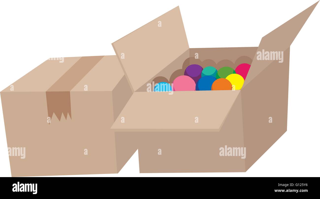 Cardboard boxes full of balls illustration Stock Vector Image & Art - Alamy