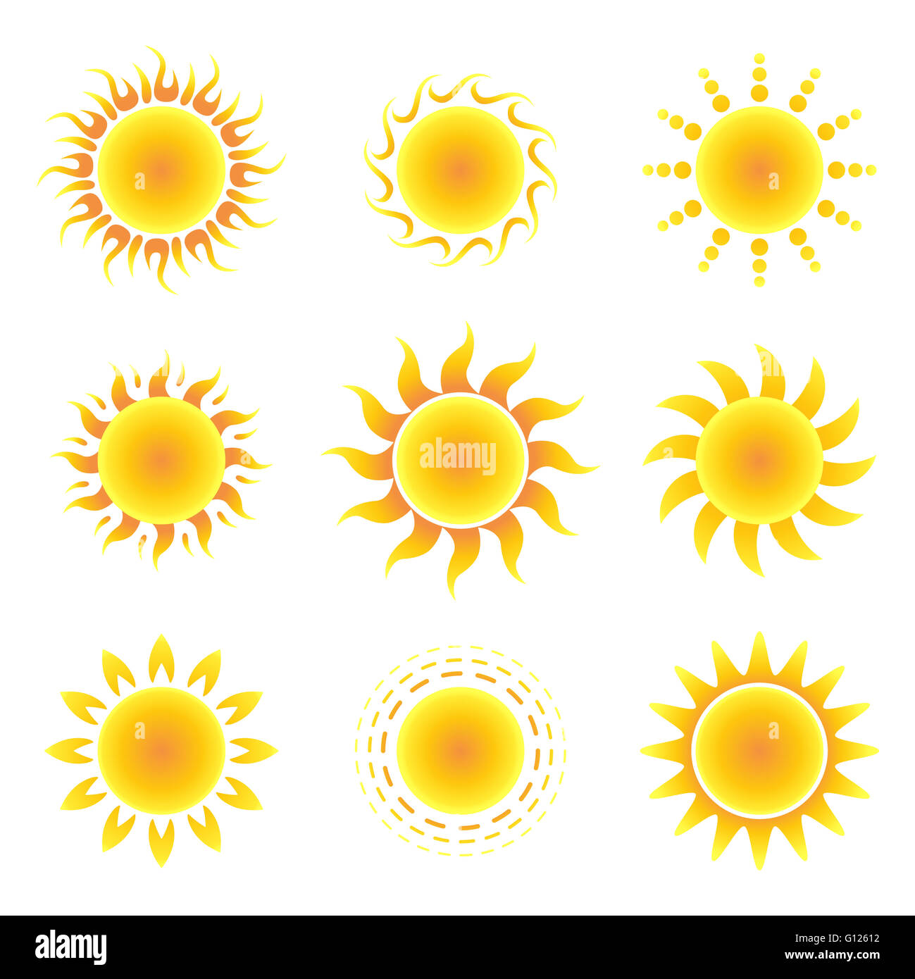 Sun symbol set on a white background. Vector illustration Stock Photo ...