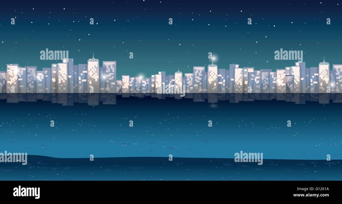 City river night downtown Stock Vector Images - Alamy