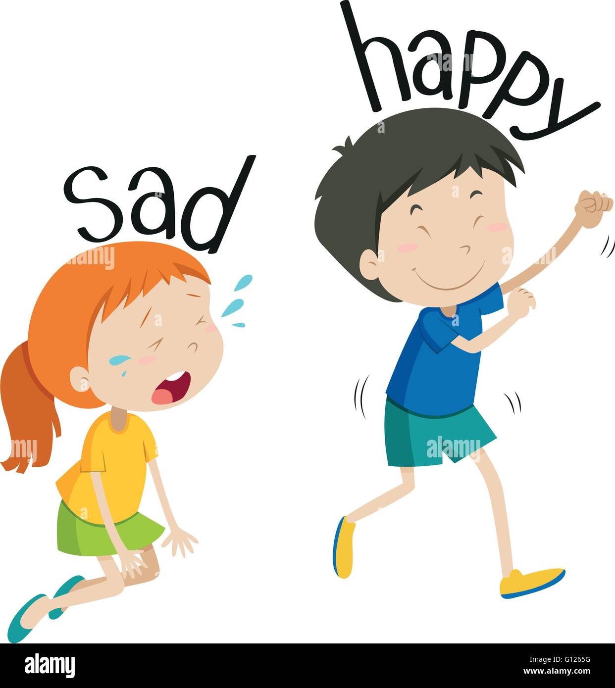 Opposite adjective sad and happy illustration Stock Vector Image & Art ...
