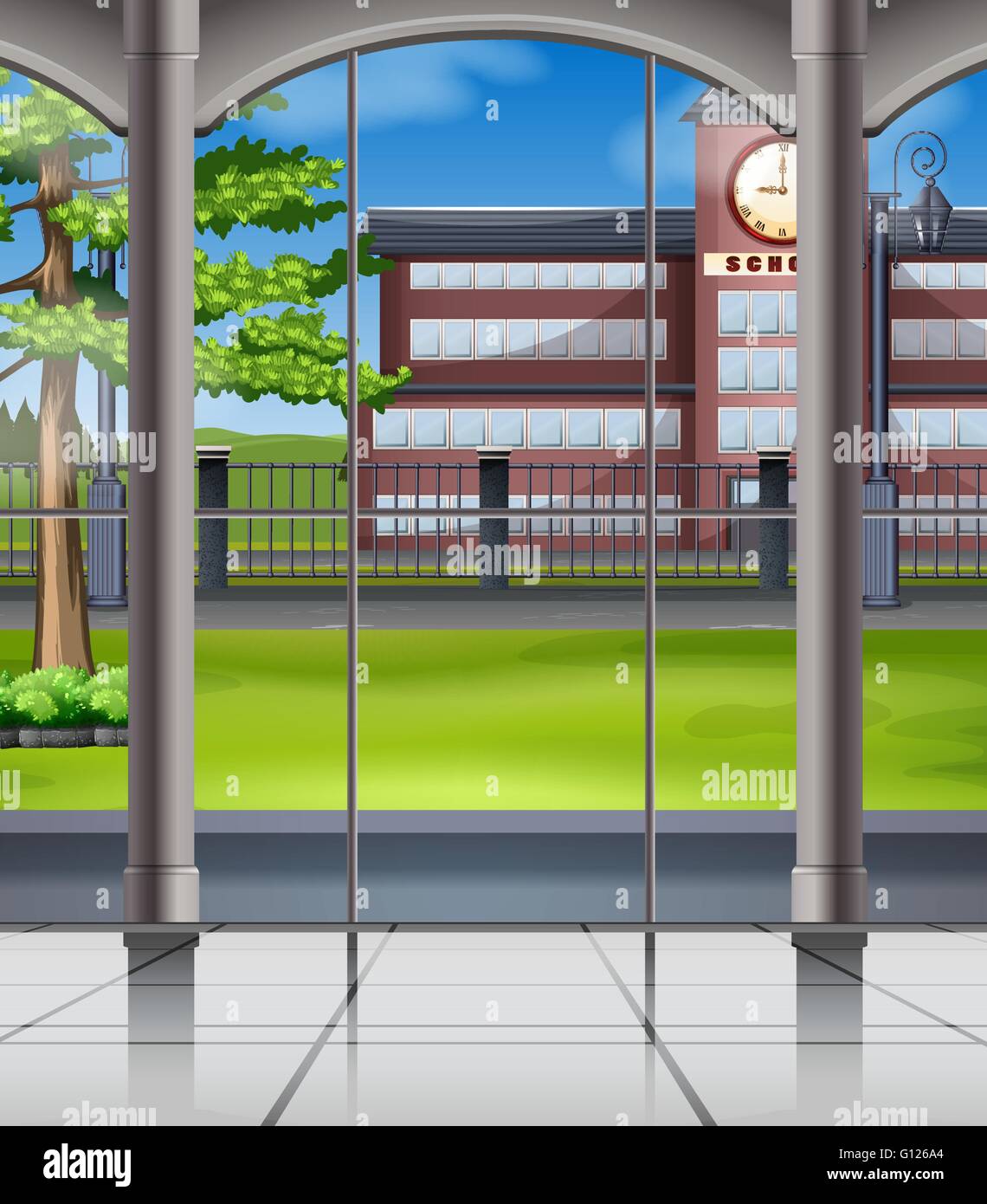 School campus from the window illustration Stock Vector Image & Art - Alamy