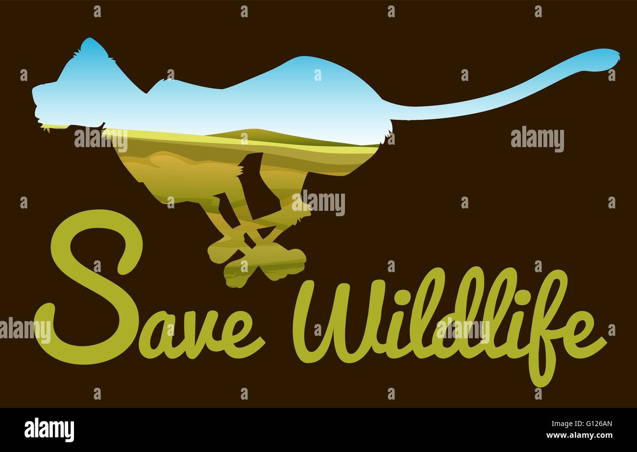 Save wildlife theme with tiger running illustration Stock Vector Image ...