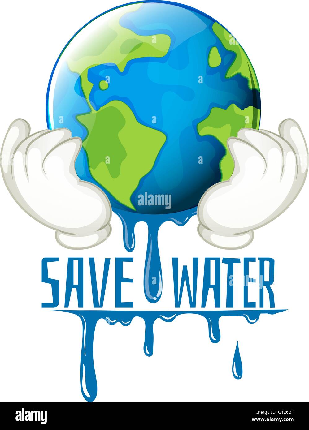 Save water sign with earth melting illustration Stock Vector Image ...
