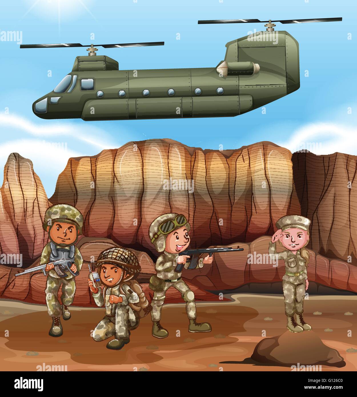 Soldiers figthing in the battle field illustration Stock Vector Image ...