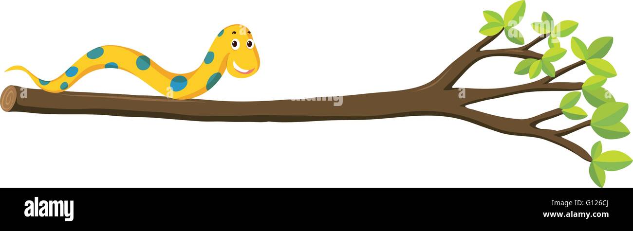 Snake crawling on branch illustration Stock Vector Image & Art - Alamy
