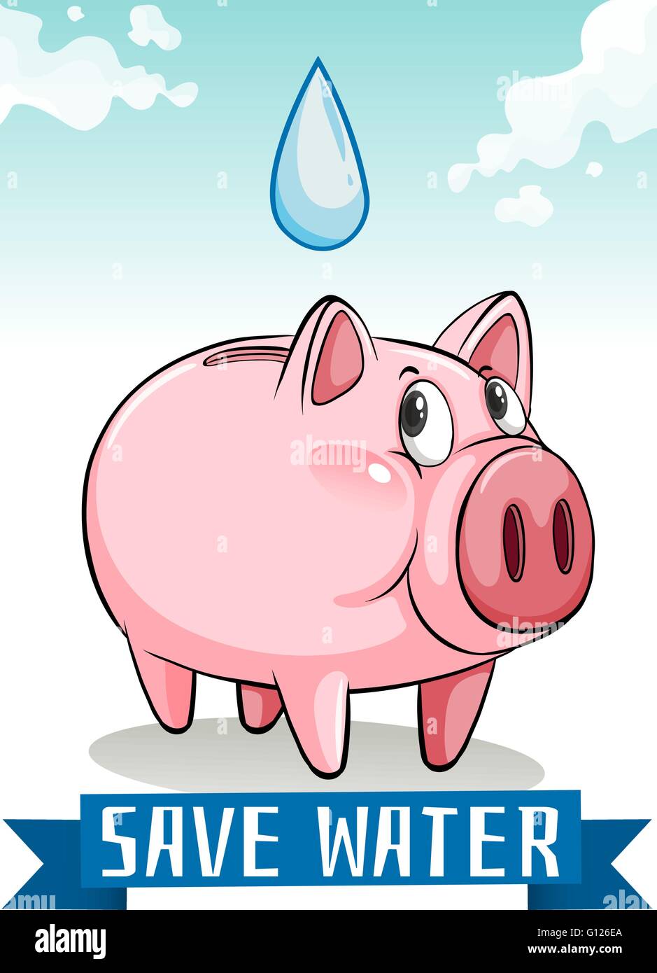 Save water with piggy bank illustration Stock Vector Image & Art - Alamy