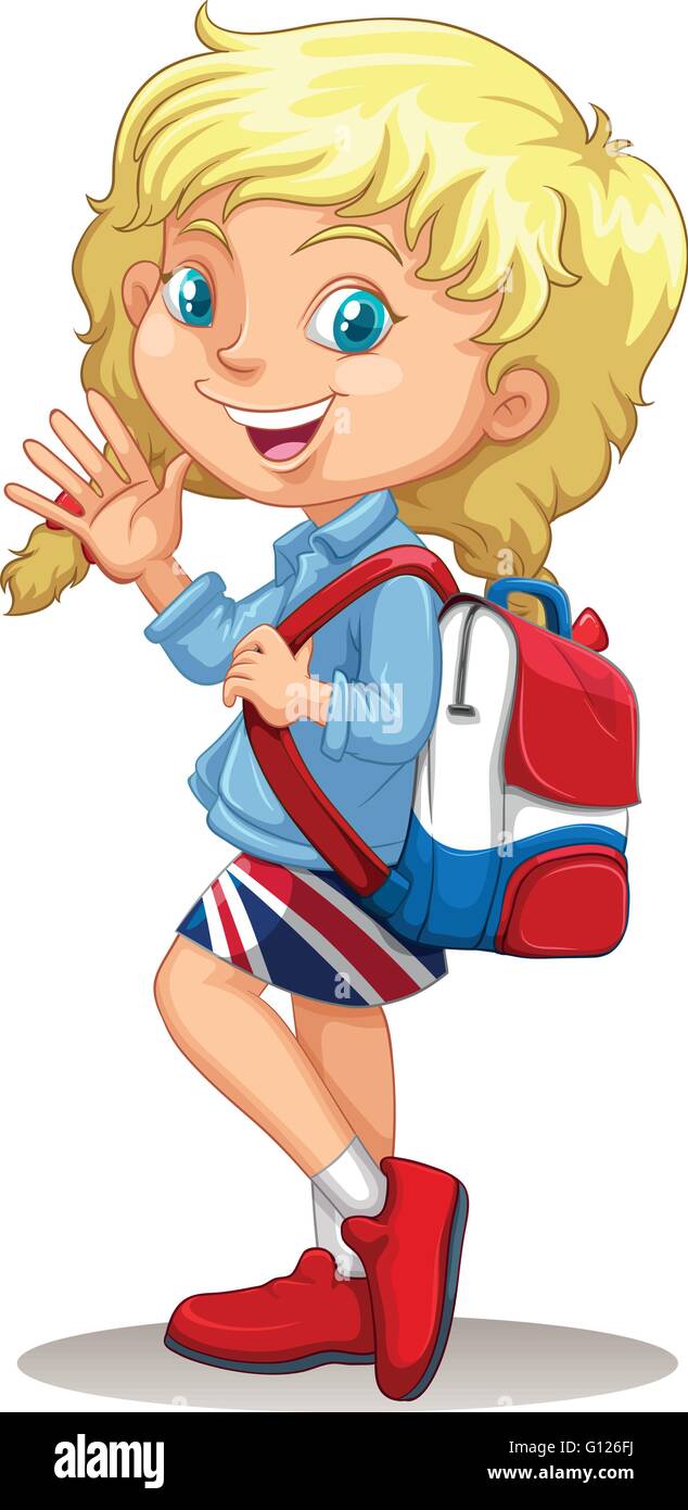 Girl With Backpack Clip Art