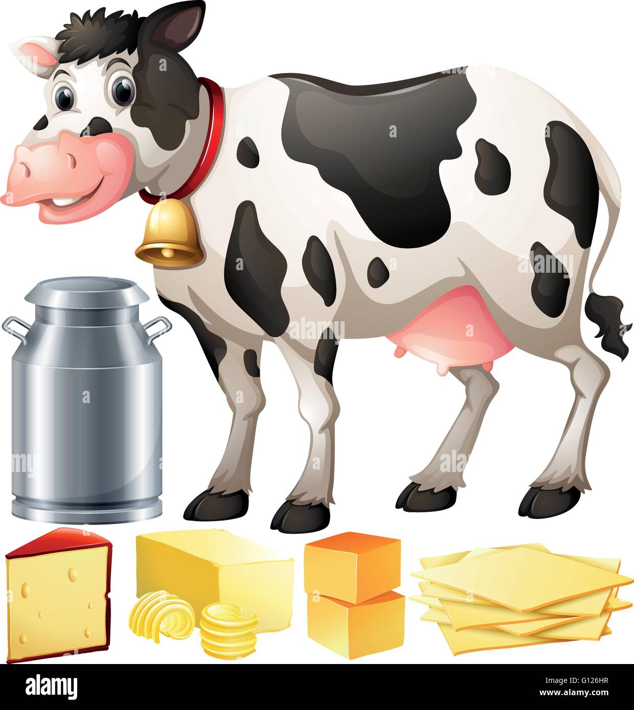 Cow and dairy products illustration Stock Vector Image & Art - Alamy