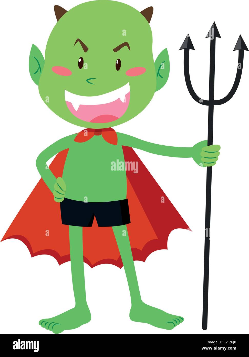 Green devil with a trident illustration Stock Vector Image & Art - Alamy