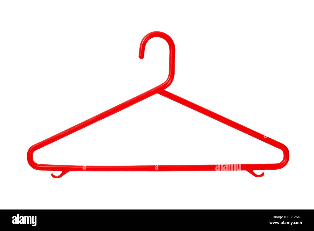 Red plastic hanger isolated on white background Stock Photo - Alamy