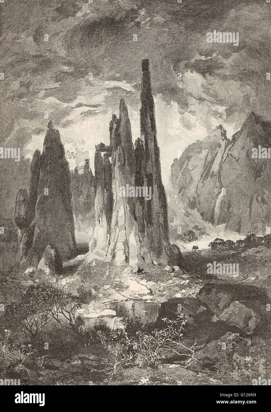 Garden of the Gods Manitou, Colorado 19th century illustration Stock ...