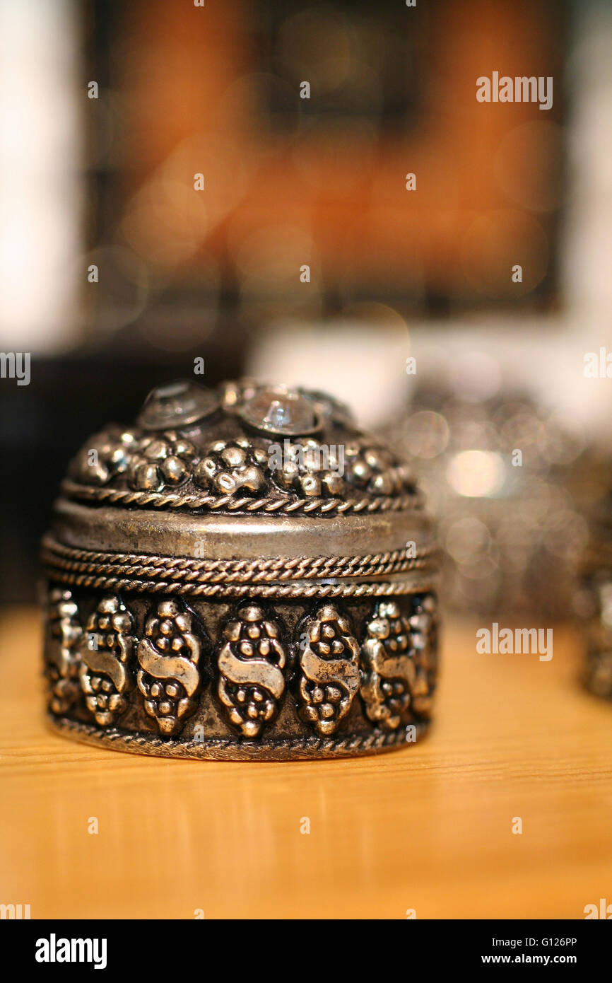 Small handmade silver little box Stock Photo - Alamy