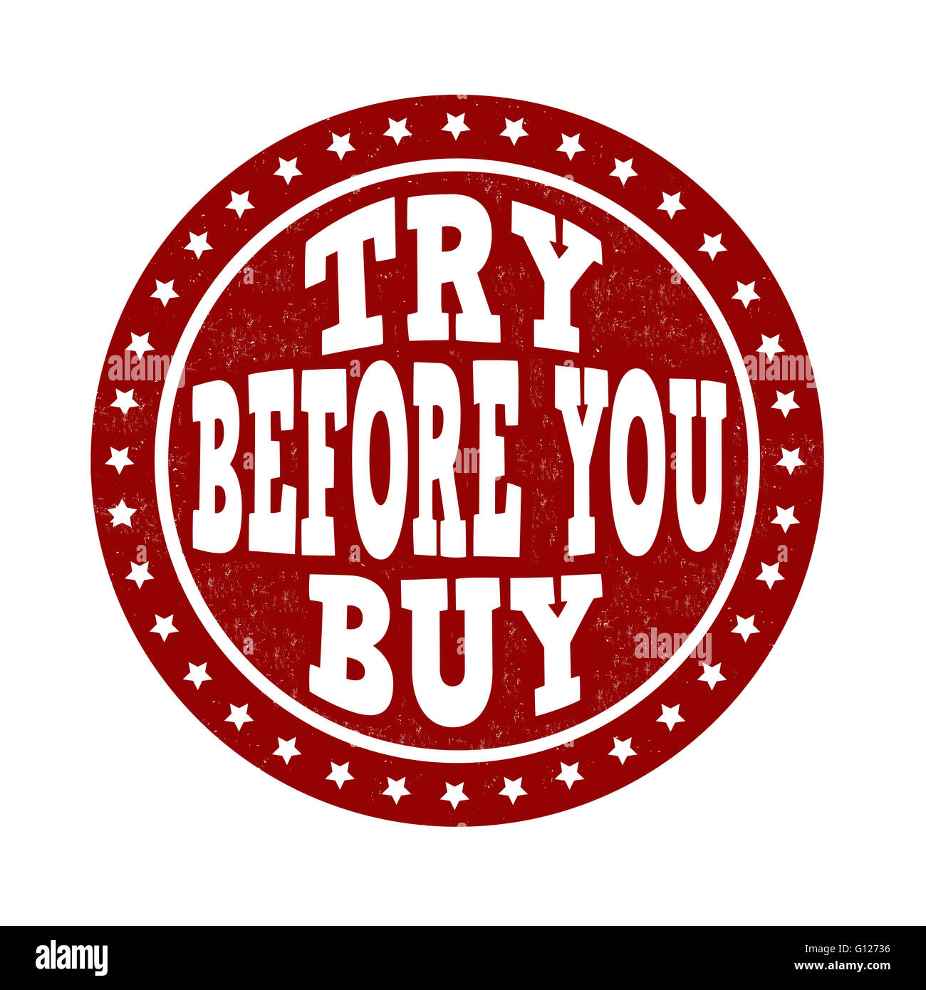 Try before you buy grunge rubber stamp on white background, vector ...