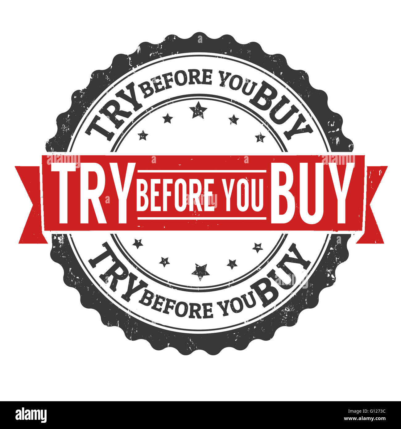 Try before you buy grunge rubber stamp on white background, vector ...