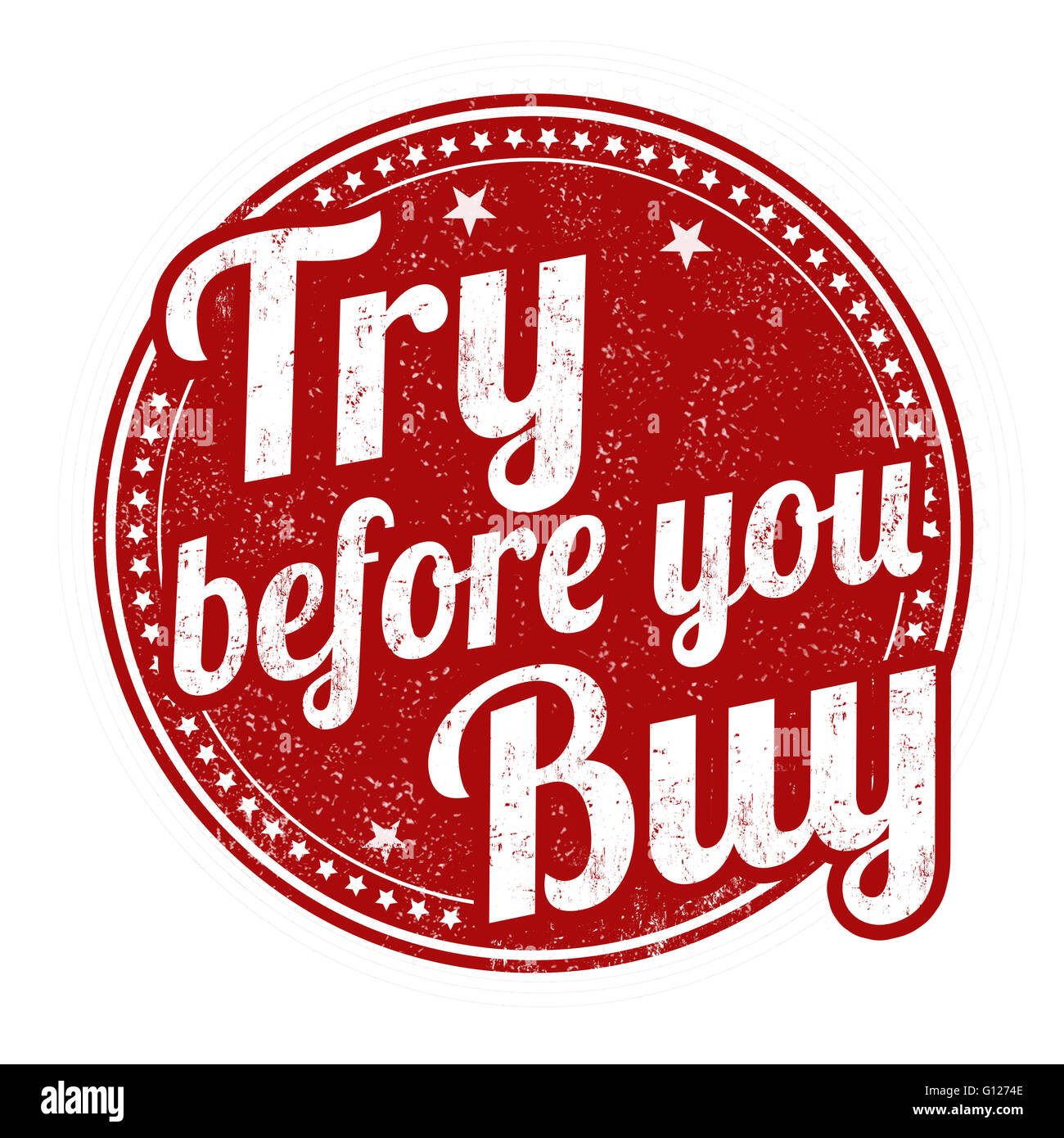 Try before you buy grunge rubber stamp on white background, vector ...