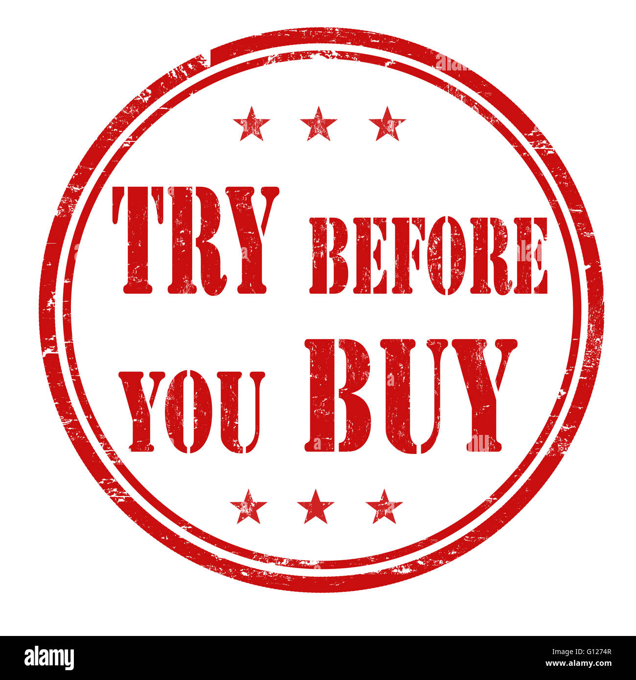 Try before you buy grunge rubber stamp on white background, vector ...