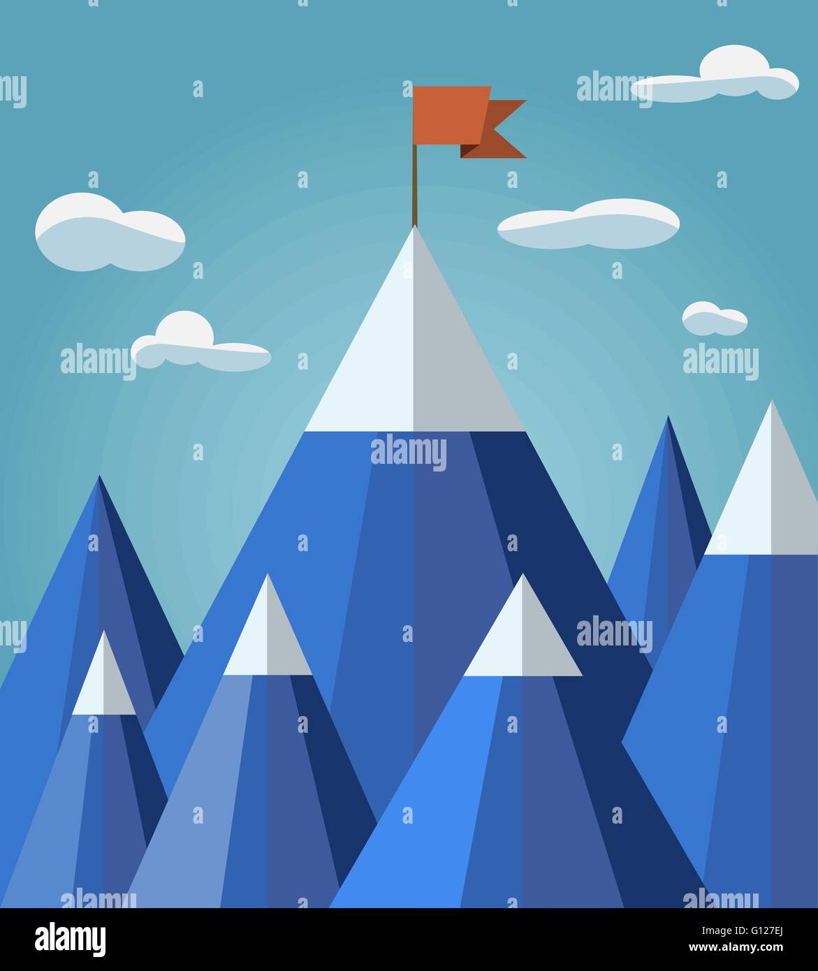 success or leadership concept with mountain landscape Stock Vector ...