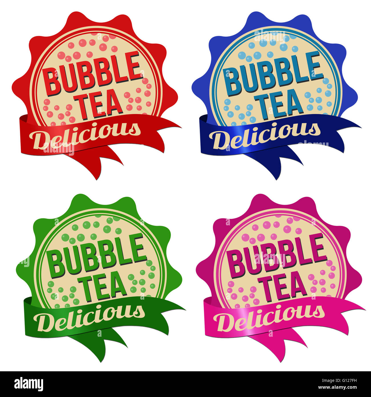 Promotional label, sticker or stamps for bubble tea on white, vector ...