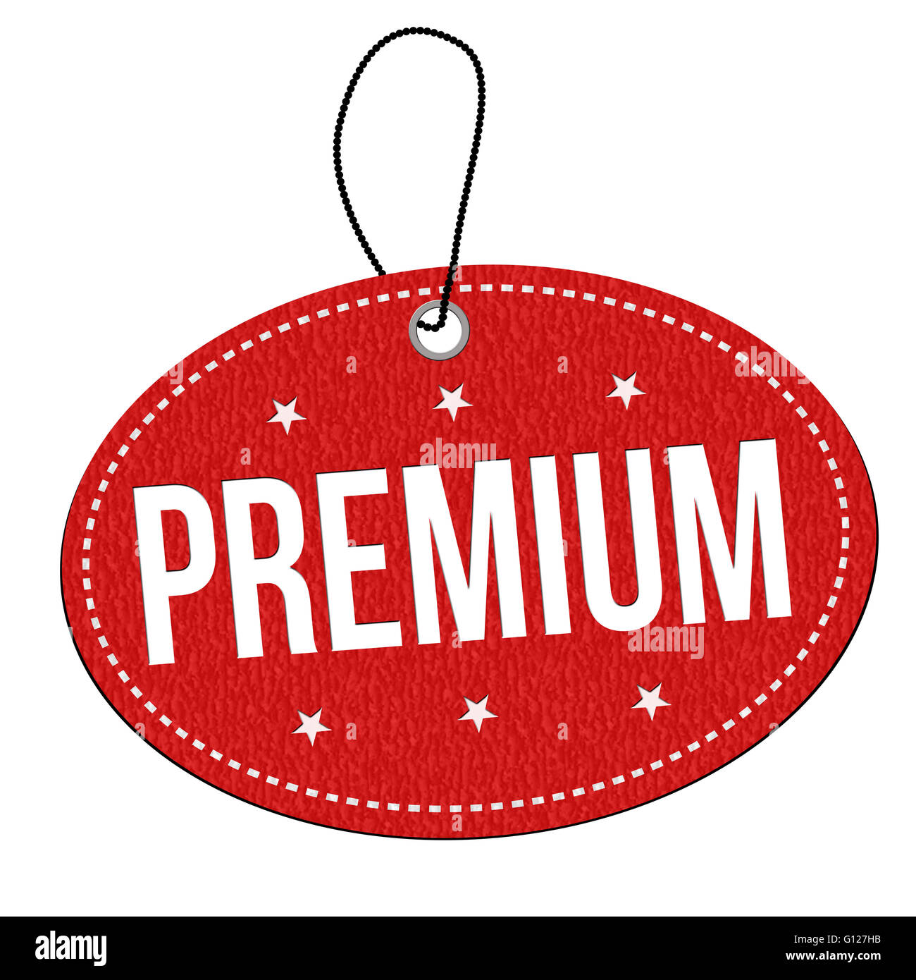 Premium red leather label or price tag on white background, vector ...