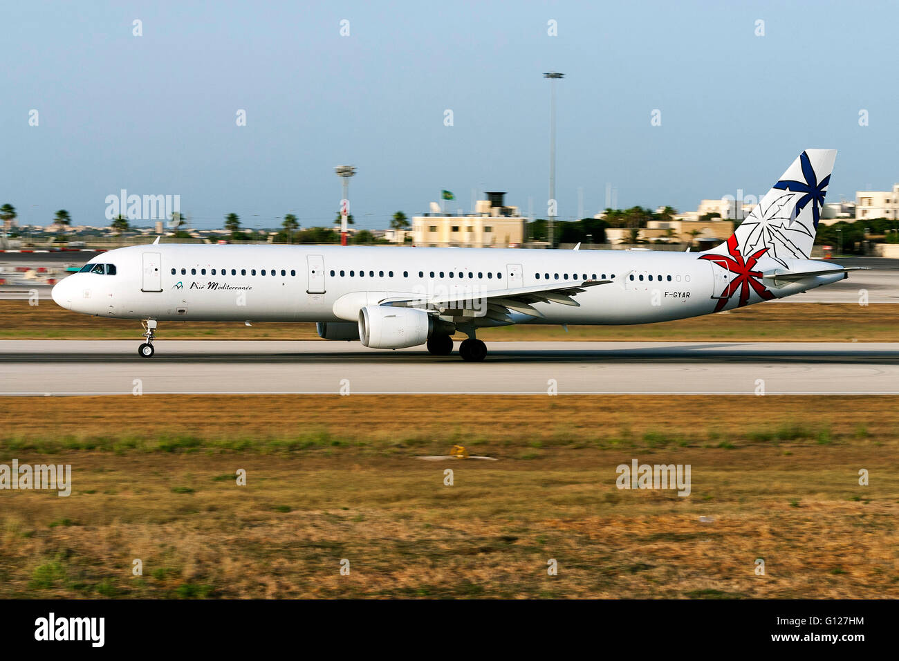 Air Mediterranee Airbus A321 taking off from runway 32 Stock Photo - Alamy