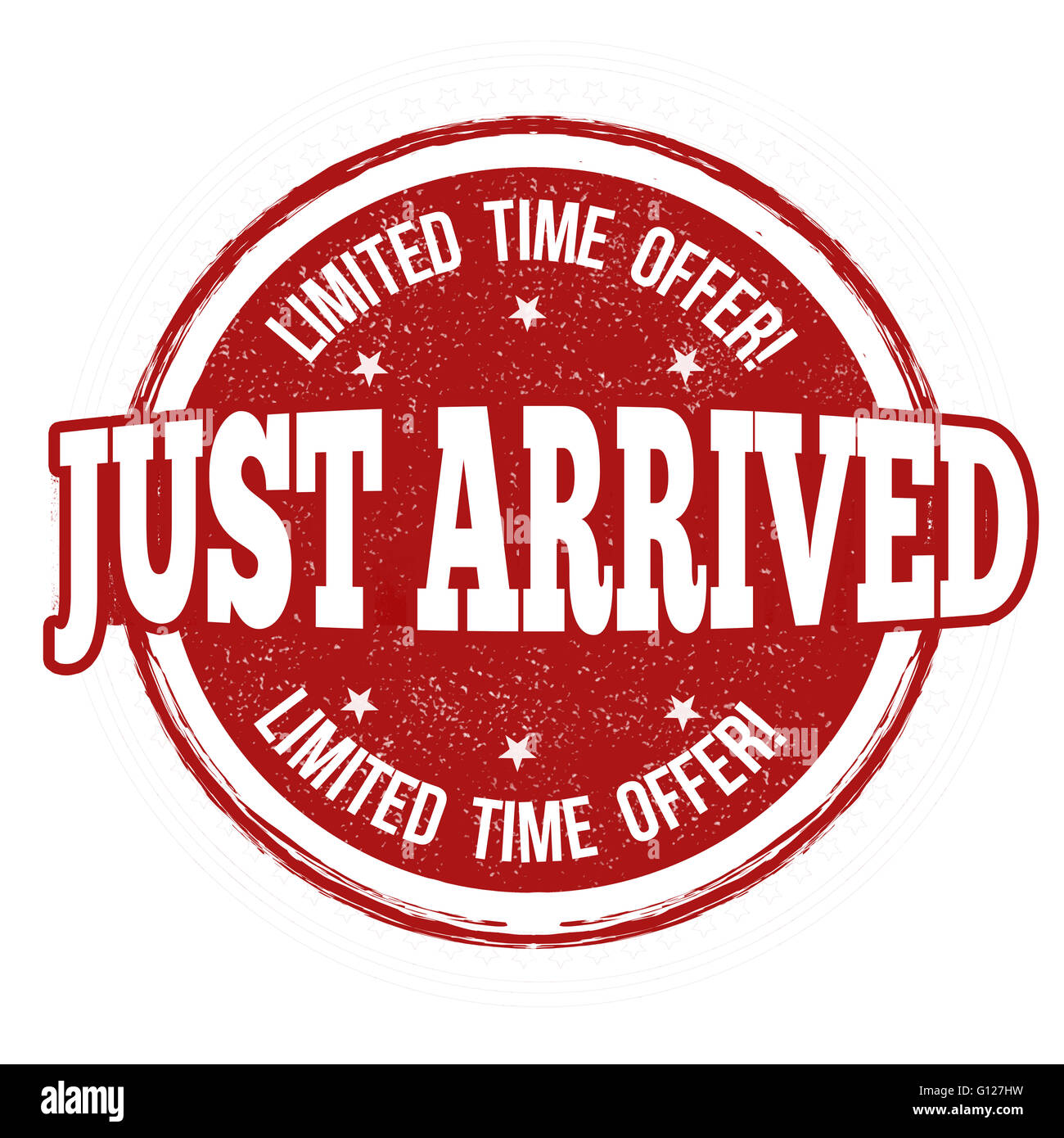 Just arrived grunge rubber stamp on white background, vector ...