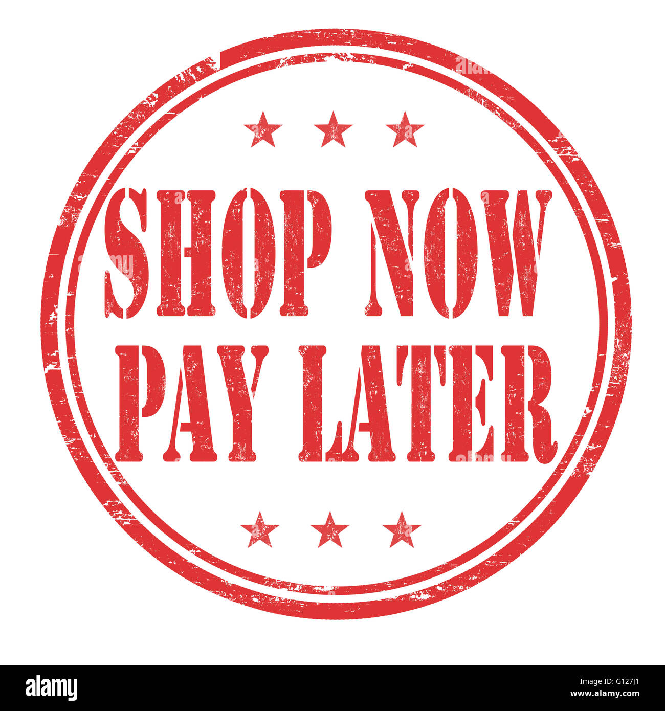 Shop now pay later grunge rubber stamp on white background, vector ...