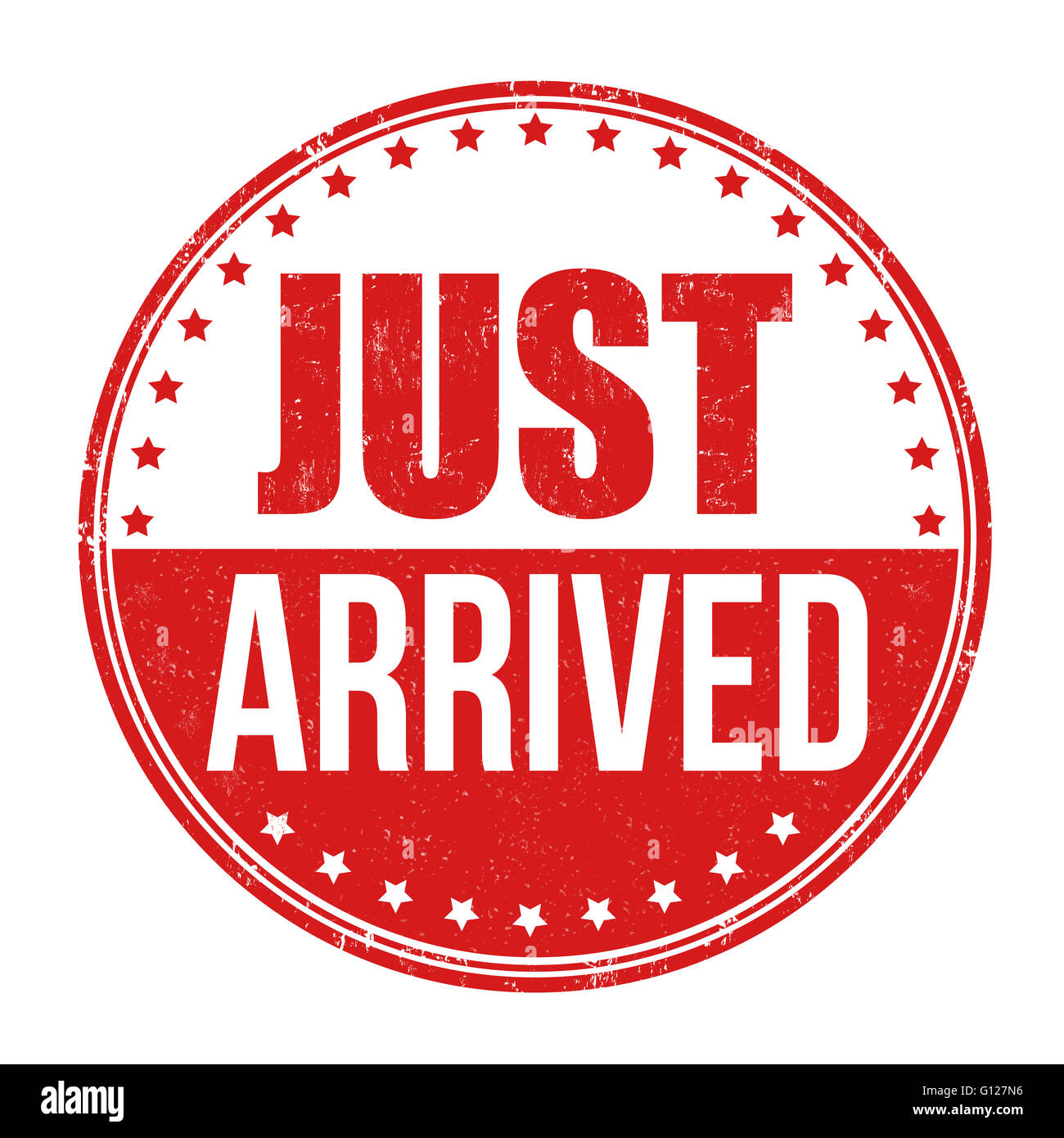 Just arrived grunge rubber stamp on white background, vector ...