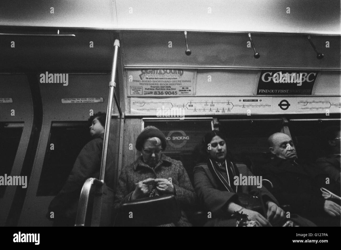 Archive image of commuters on a Northern Line train , London ...