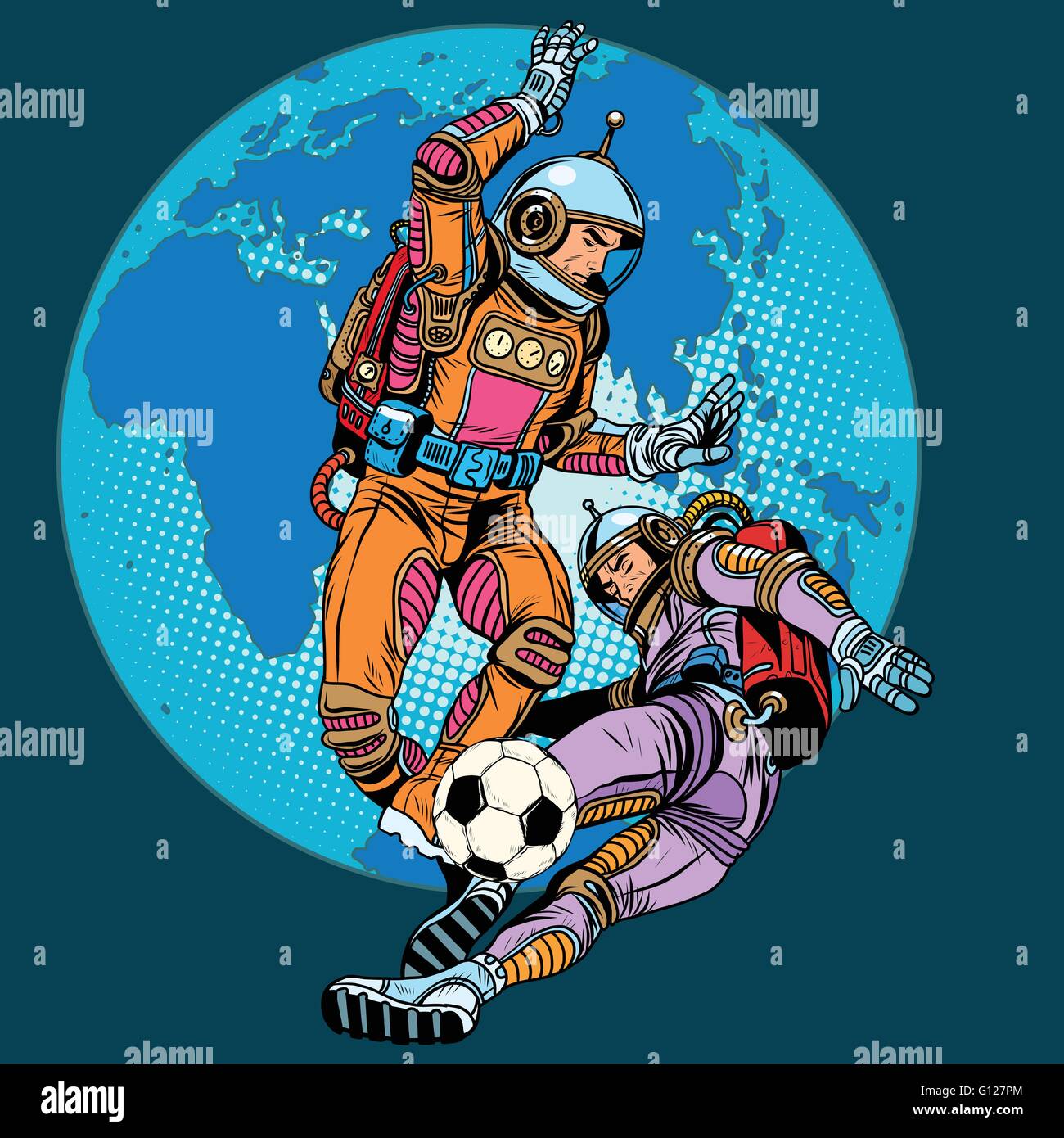 Football soccer match astronauts play Stock Vector Image & Art - Alamy