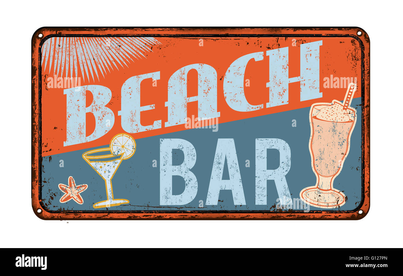 Vintage beach bar sign hi-res stock photography and images - Alamy