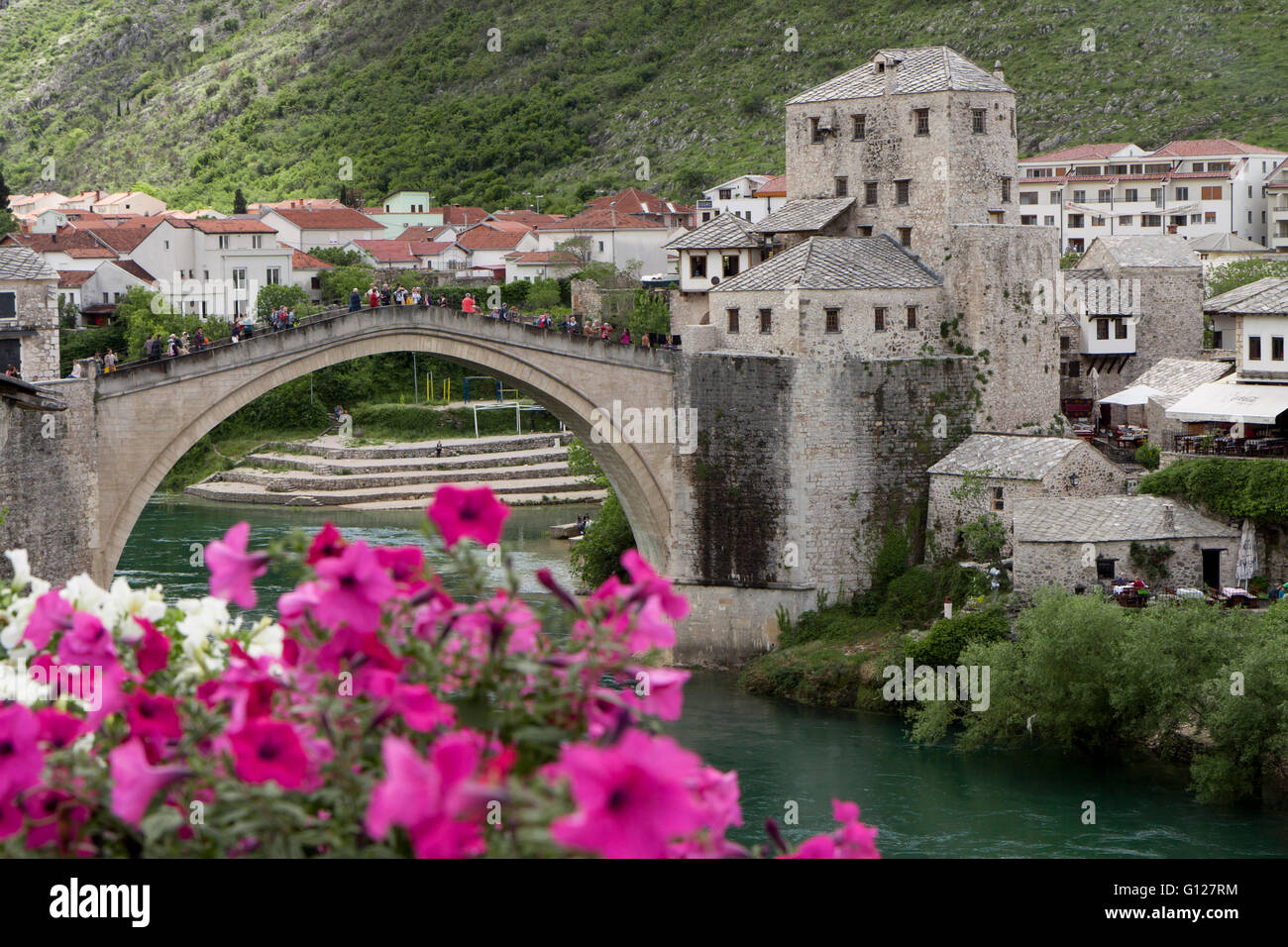 The Stari Most 'Old Bridge' in Mostar in Bosnia Herzegovina Stock Photo ...