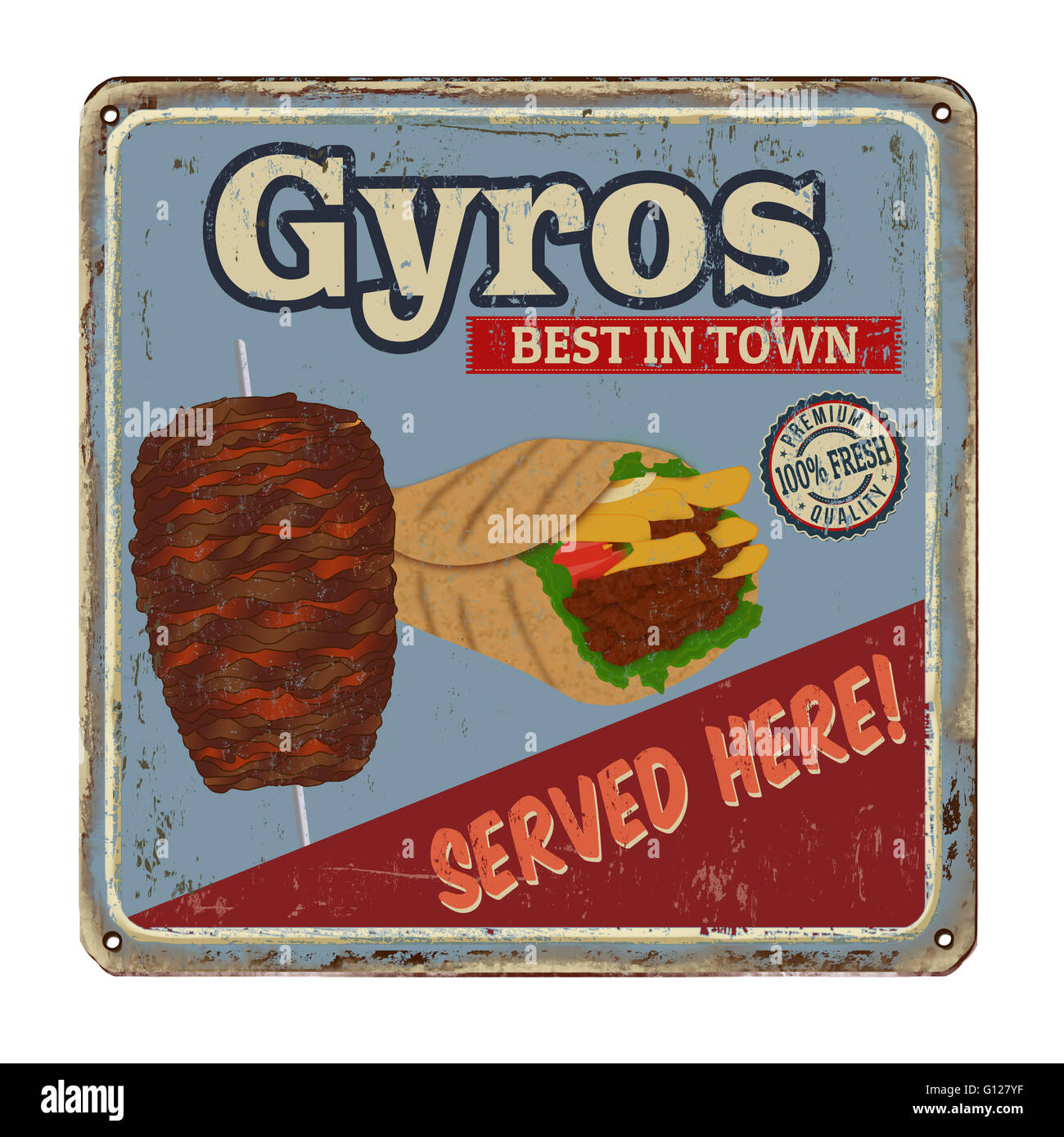 Gyros vintage rusty metal sign on a white background, vector ...