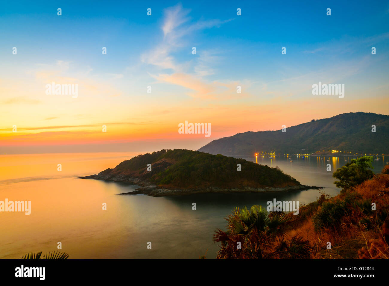 Viewpoint andaman sea at twilight sky in Phuket,Thailand Stock Photo ...