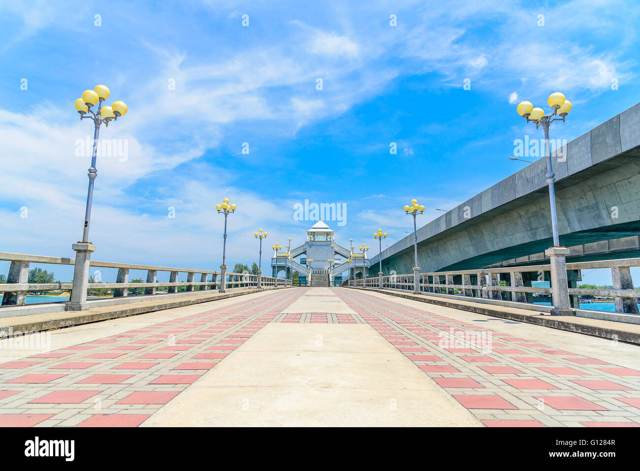 The Sarasin Bridge with blue sky background at Phuket Island,Thailand ...
