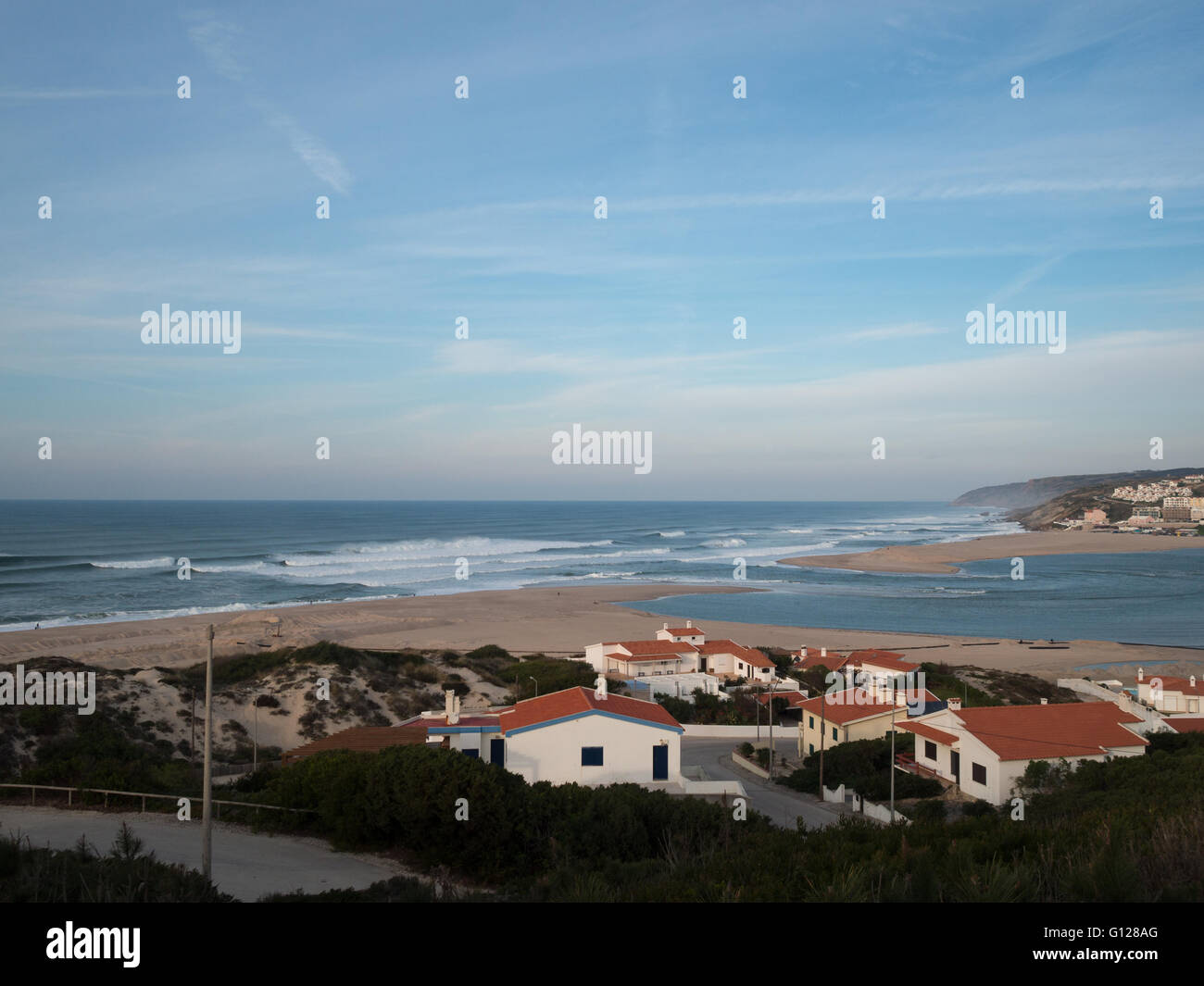 Foz do Arelho beach and river estuary Stock Photo - Alamy