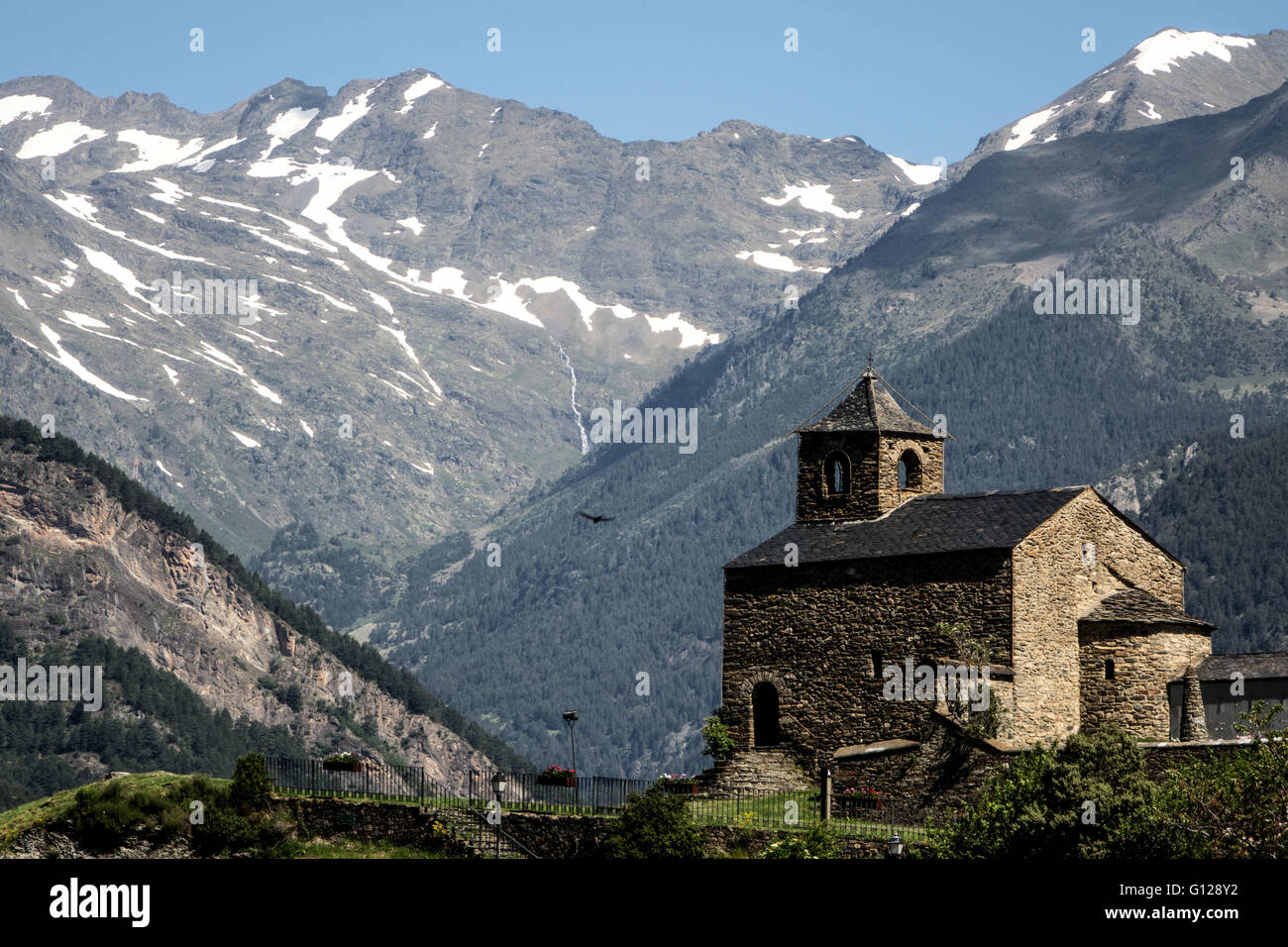The Medieval church of Sant Cristòfol d'Anyós, Anyos, Andorra Stock ...