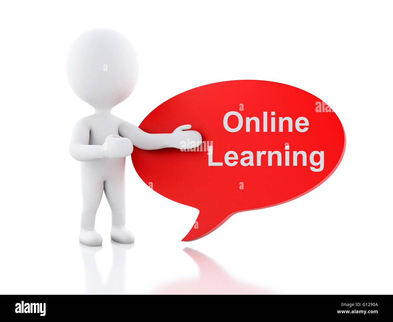 3d renderer image. White people with speech bubble Online Learning ...