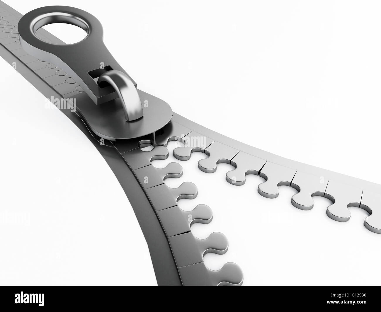 3d renderer image. Zipper open. Isolated white background Stock Photo ...