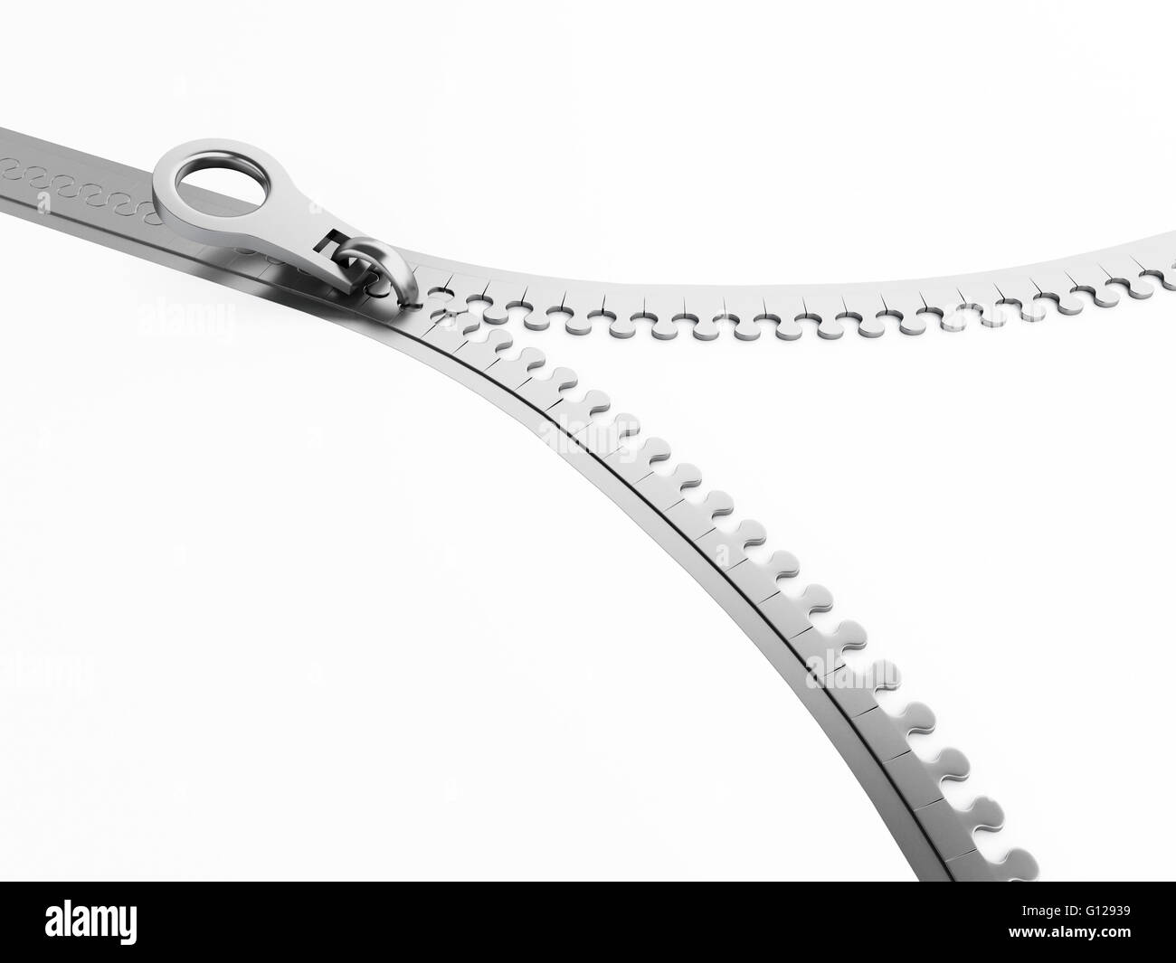 3d renderer image. Zipper open. Isolated white background Stock Photo ...
