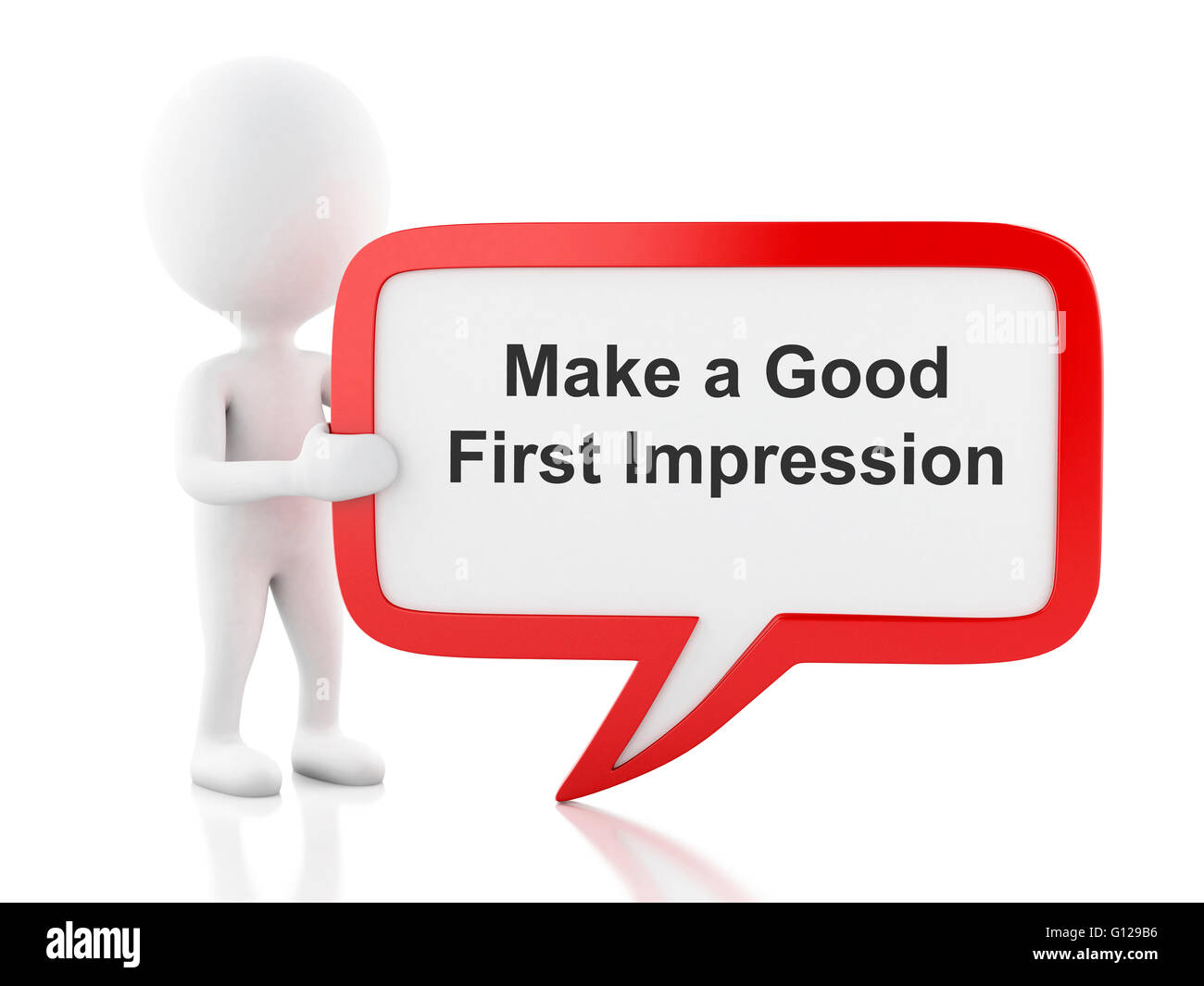 3d renderer image. White people with speech bubble that says Make a ...