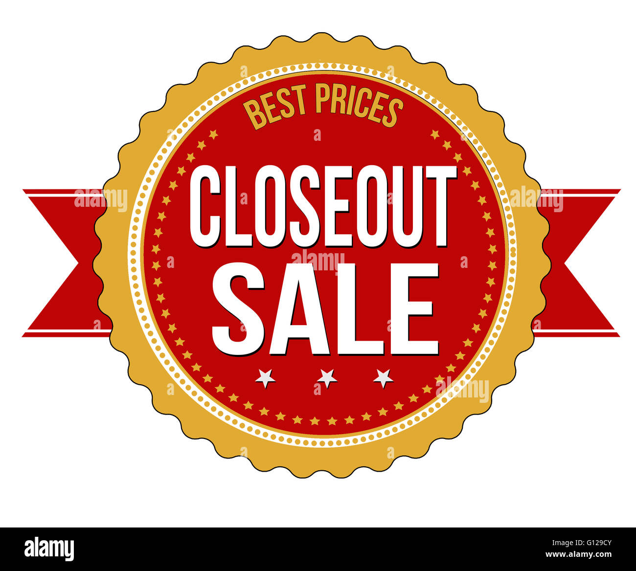 Closeout sale label or stamp on white background, vector illustration Stock Photo - Alamy
