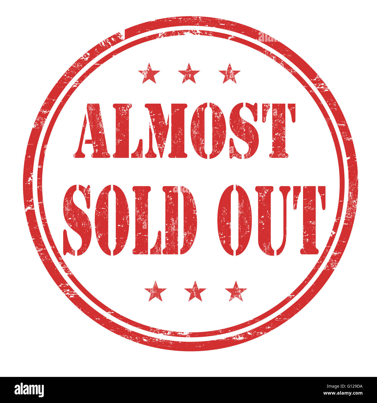 Almost sold out grunge rubber stamp on white background, vector ...
