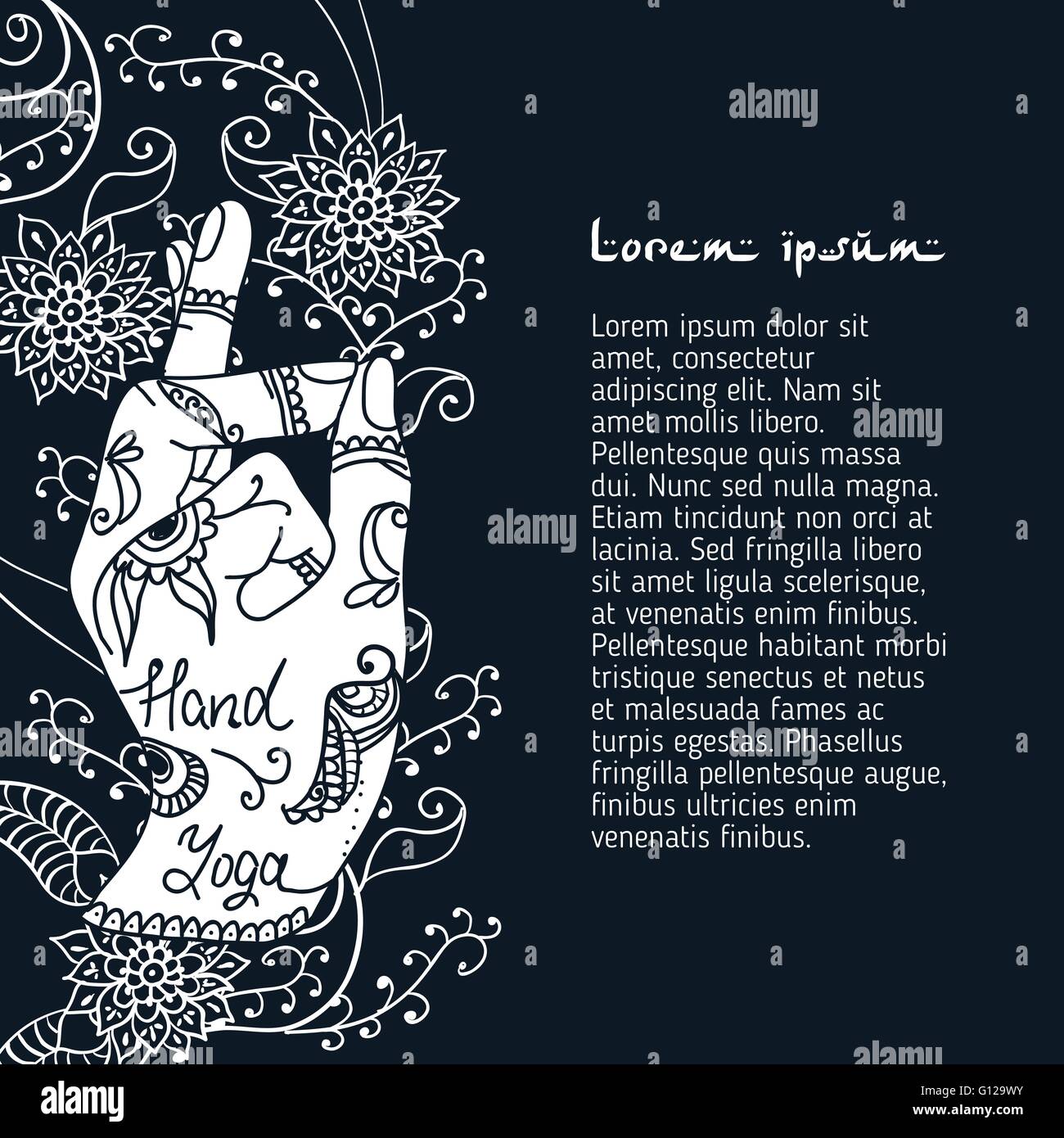 Element yoga bhramara mudra hands with mehendi patterns. Vector ...