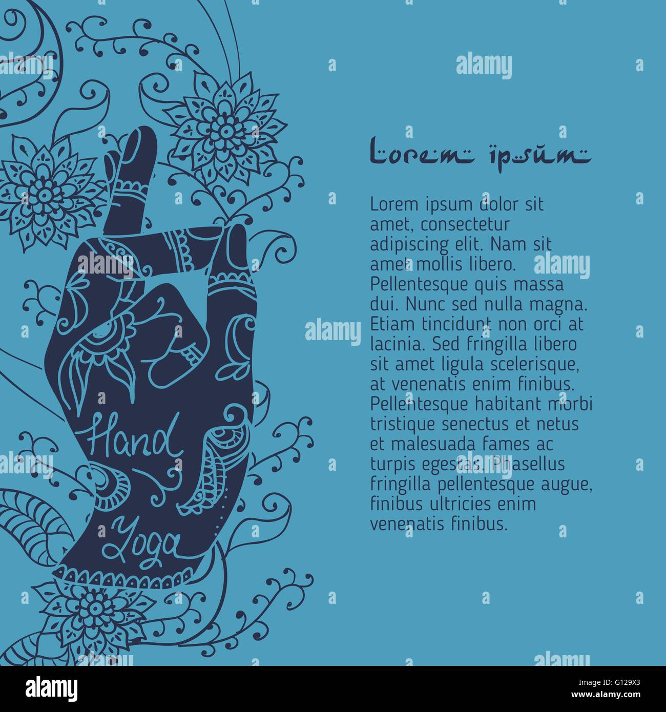 Element yoga bhramara mudra hands with mehendi patterns. Vector ...