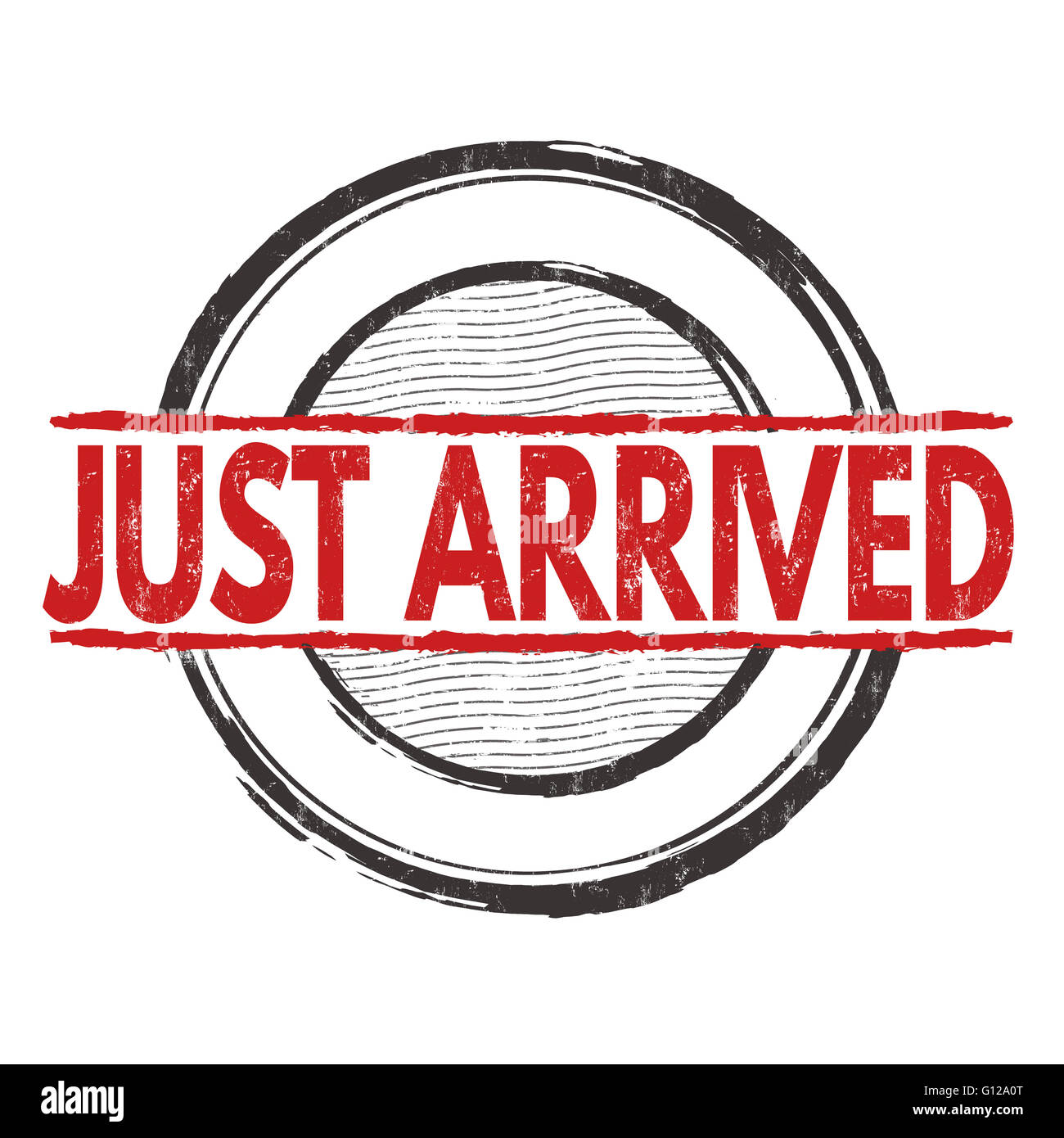 Just arrived grunge rubber stamp on white background, vector ...