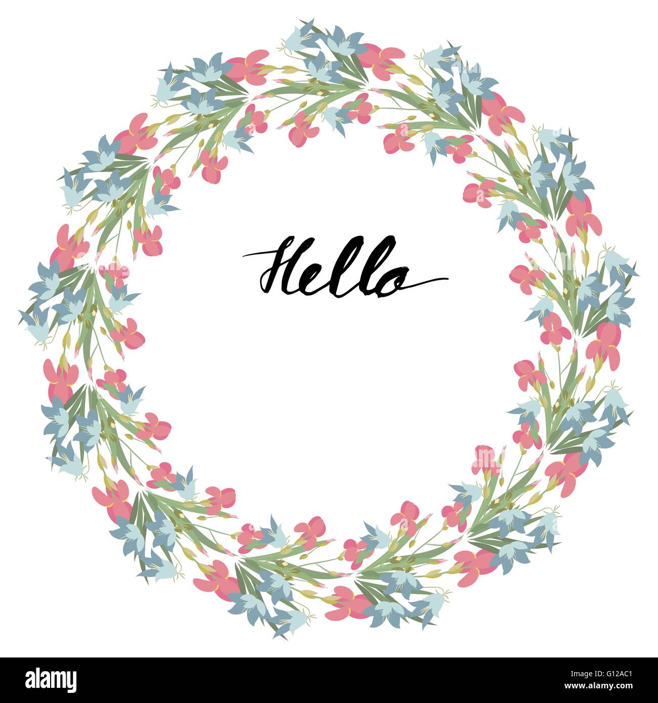 Floral Iris and bell flowers retro vintage background, vector ...