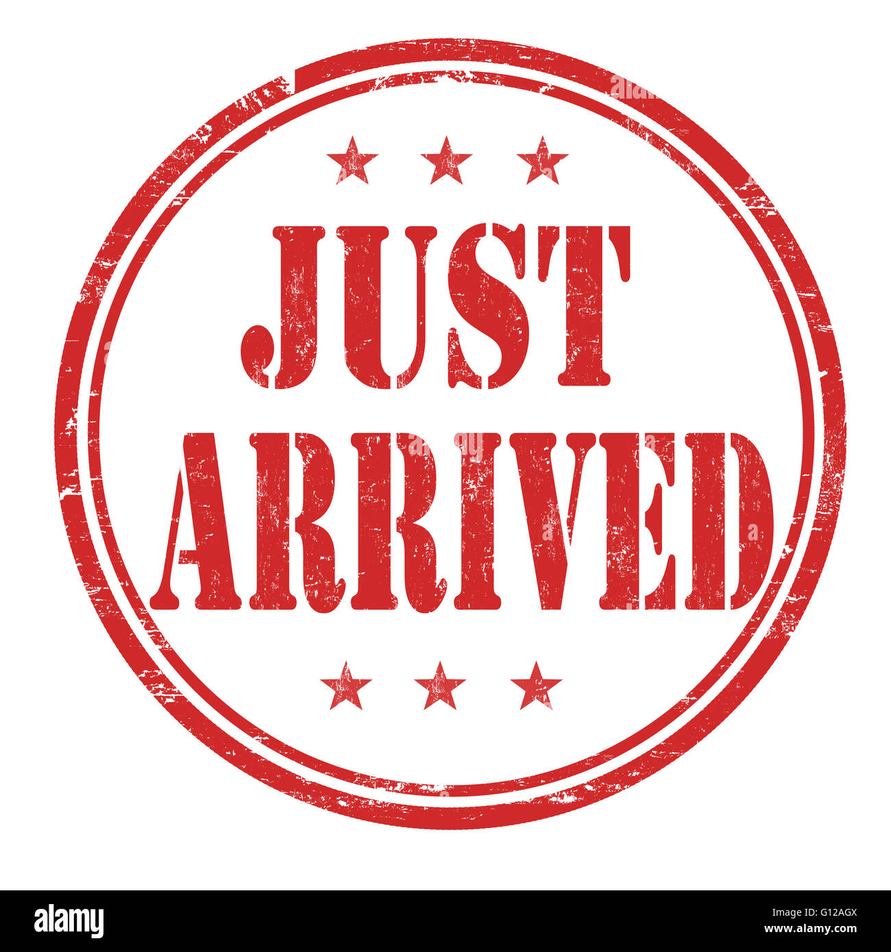 Just arrived grunge rubber stamp on white background, vector ...
