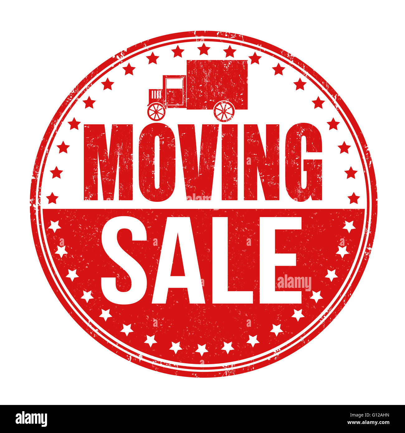 Moving sale grunge rubber stamp on white background, vector ...